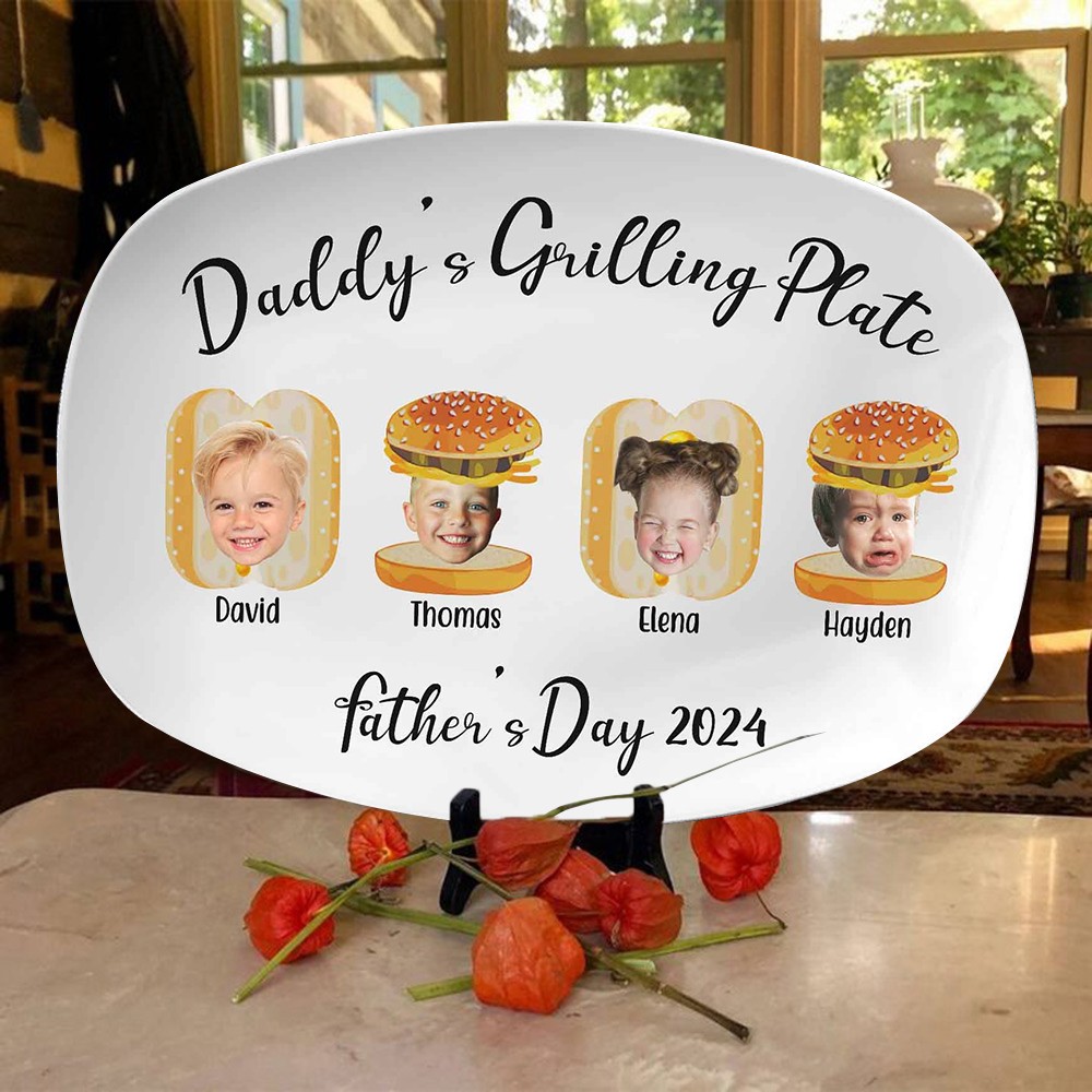 Personalized Daddy's Grilling Plate Father's Day Gift -Family Garden
