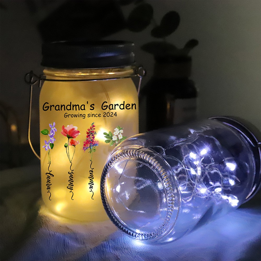 Personalized Mama's Garden Mason Jar Light Mother's Day Gift -Family Garden