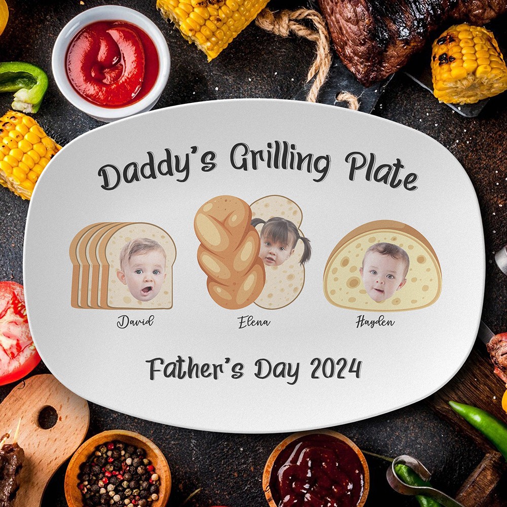 Personalized Daddy's Grilling Plate Father's Day Gift -Family Garden