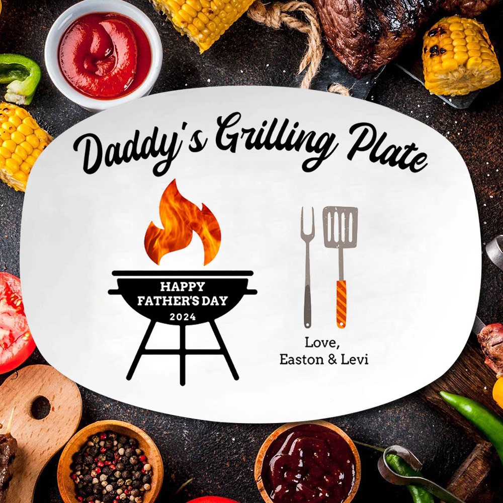 Personalized Daddy's Grilling Plate Father's Day Gift -Family Garden